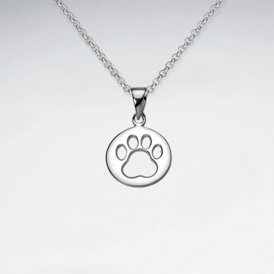 Strieborný prívesok Psia labka v krúžku